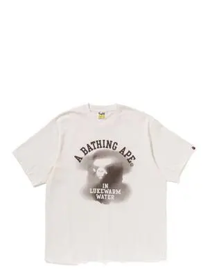 A BATHING APE Water Print College Logo Relaxed Fit Tee Shirt - White/ivory