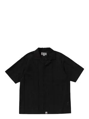 A BATHING APE Embroidery Open Collar Short Sleeve Shirt - Black