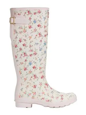 Hunter Original Back Adjustable Tall Rain Boots - Ivory/pink Floral