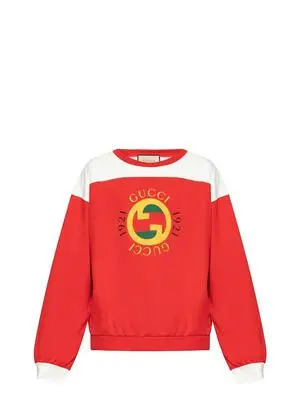 Gucci Interlock 1921 Logo Crewneck Sweatshirt - Red
