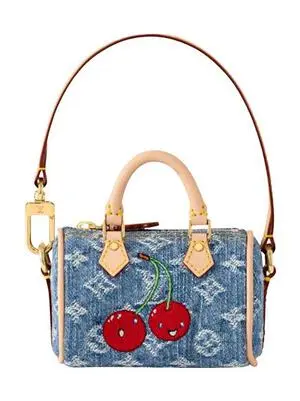 LOUIS VUITTON X Takashi Murakami Cherry Micro Speedy Bag Charm - Denim Monogram