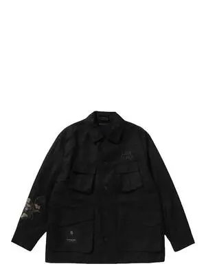 A BATHING APE Cross Stitched Army Shirt - Black