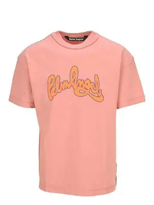 Palm Angels Seasonal Logo Inside Out Effect T-shirt - Pink Orange