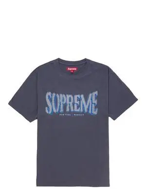 Supreme Flocked Washed Short Sleeve Top Navy Blue