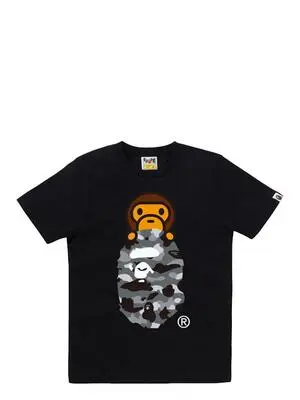 A BATHING APE 1st Camo Milo On Ape Head Tee Shirt - Black/grey