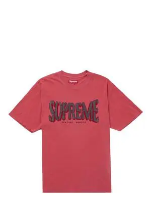 Supreme Flocked Washed Short Sleeve Top Red