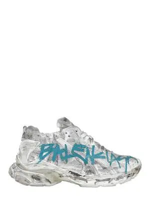 Balenciaga Runner Graffiti Sneakers - White/blue