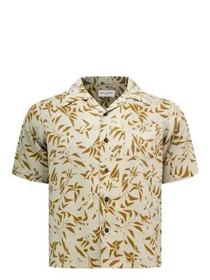 Saint Laurent Allover Print Hawaiian Shirt - Sand/khaki
