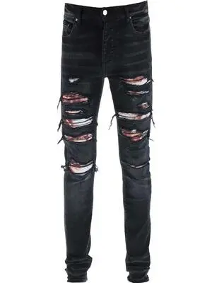 Amiri Slim Cut Jeans With Logo Patch - Black