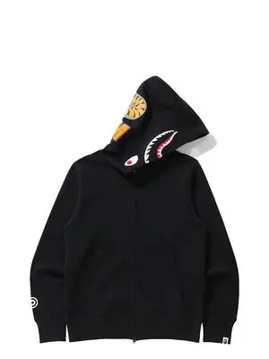 A BATHING APE Shark Double Knit Full Zip Hoodie - Black