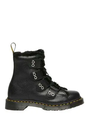 Dr. Martens 1460 Faux Fur Lined Leather Boots - Black