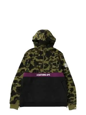 A BATHING APE 1st Camo Half Zip Pullover Hoodie - Green