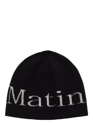 MATIN KIM Logo Jacquard Short Beanie - Black