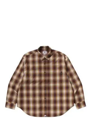 A BATHING APE Ombre Check College Relaxed Fit Shirt - Yellow
