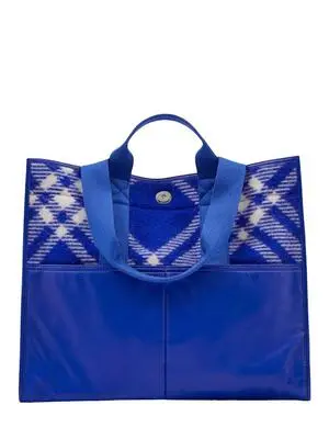 Burberry Check Pattern Shopper Tote Bag - Blue