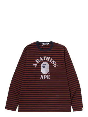 A BATHING APE Discharge College Hoop Long Sleeve Tee Shirt - Brown