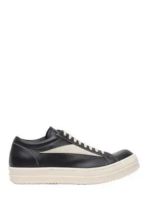 Rick Owens Vintage Low Leather Sneakers - Black/milk
