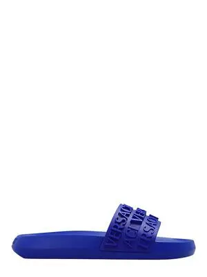 Versace Allover Logo Slides - Blue