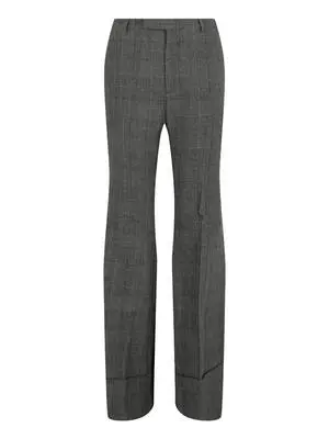 Gucci Plaid Flared-leg Trousers - Grey Beige