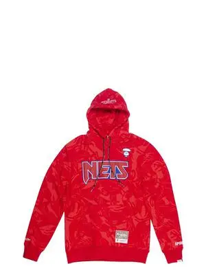 A BATHING APE Aape X Mitchell & Ness New Jersey Nets Hoodie - Red