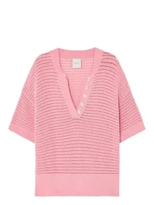 Varley Callie Open-knit Cotton Top - Pink