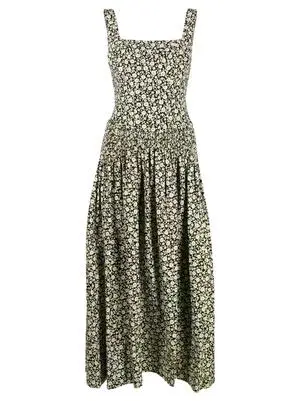 Tory Burch Floral-print Flared Dress - Neutrals