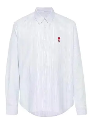 AMI Paris De Coeur Striped Shirt - Grey
