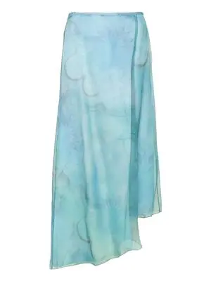 Giorgio Armani Floral-print Asymmetric Skirt - Blue