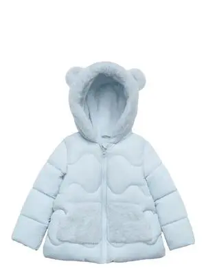 ROKKA&ROLLA Puffer Jacket With Fleece Lining And 3d Cartoon Ears - Arctic Blue
