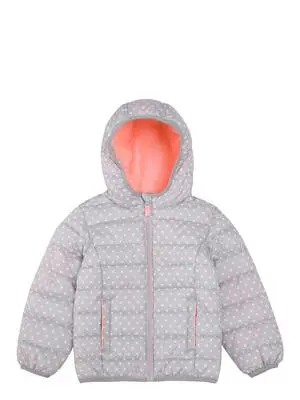 ROKKA&ROLLA Lightweight Puffer Jacket Light Gray Polka Dot