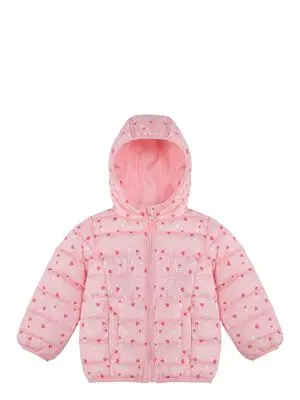 ROKKA&ROLLA Lightweight Puffer Jacket Pink Hearts