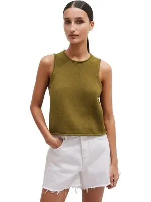 ME+EM Cotton Linen Knit Vest - Deep Golden Olive