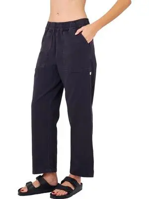Hurley Cotton Twill Wide Leg Pants Off Black