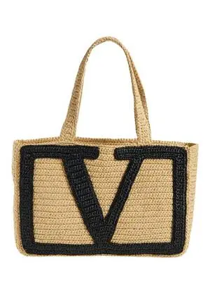 Valentino Garavani Large Viva Superstar Raffia Tote Naturale/ Nero