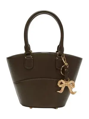 SELF-PORTRAIT Leather Shoulder Bag With Charm - Brown