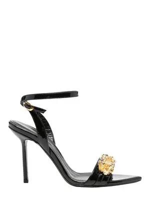 GINISSIMA X Moogu 100mm Floral-appliqué Heeled Sandals - Black