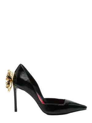 GINISSIMA X Moogu 100mm Floral-appliqué Heeled Pumps - Black
