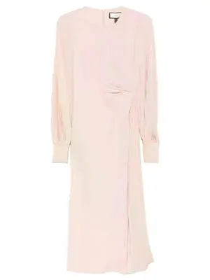 NISSA Pleat-detail Midi Dress - Pink