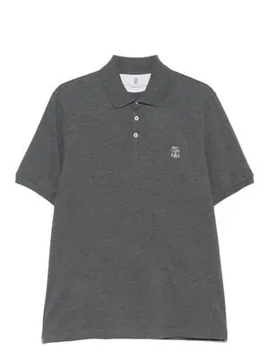 Brunello Cucinelli Logo-embroidered Polo Shirt - Grey