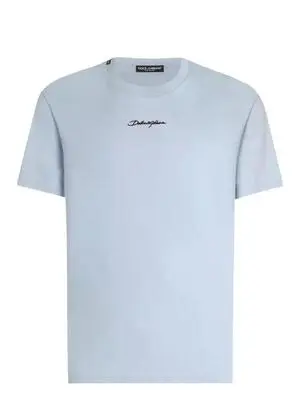 Dolce & Gabbana Logo-embroidered Cotton T-shirt - Blue