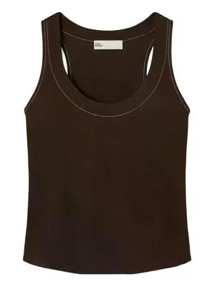 Tory Burch Contrast-stitched Tank Top - Brown