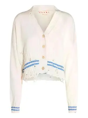 Marni Distressed-effect Cardigan - White