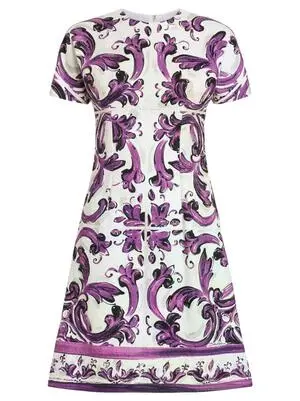 Dolce & Gabbana Majolica-print Mini Dress - Purple