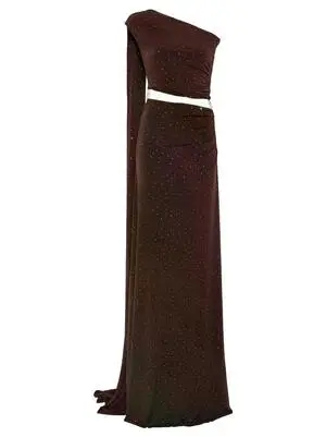 NISSA Rhinestone-embellished Gown - Brown