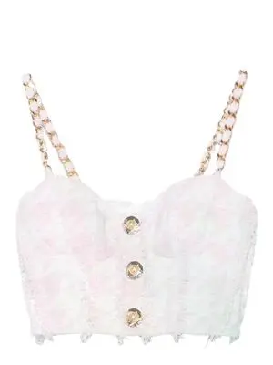 Balmain Tweed Bralette Top - Pink