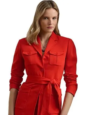 Ralph Lauren Belted Stretch Cady Blazer - Bright Vermilion