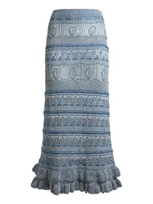 Etro Ruffled Cotton Knit Midi Skirt - Multi