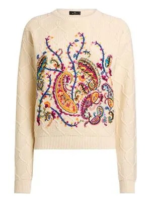 ETRO Etro Embroidered Cotton Knit Sweater