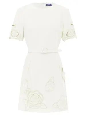 LEO LIN Aurelie Appliquéd Mini Dress Off-white