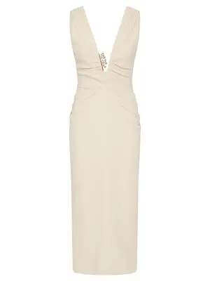 Rachel Gilbert Martina Gathered Midi Dress - Off-white
